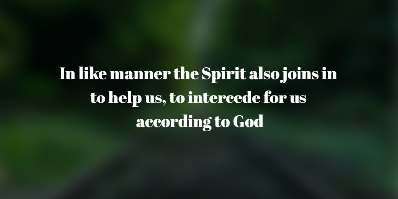 in like manner the Spirit also joins in to help us, to intercede for us ...