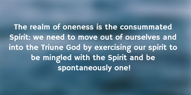 Being in the Realm of Oneness by being Mingled with the Spirit